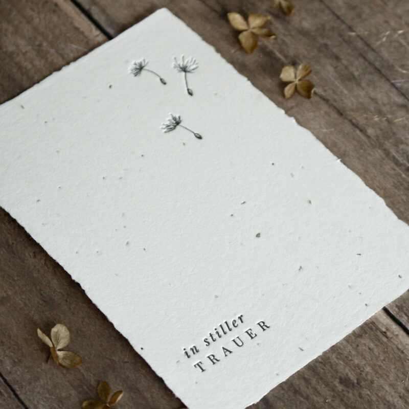 Trauerkarte "Pusteblume" aus Saatpapier zum Trost spenden - heylittlegreen